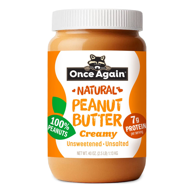 Creamy Natural Peanut Butter - Unsalted - 2.5 Pound Jar
